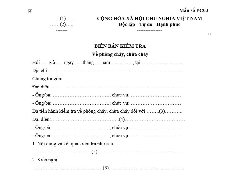 Mẫu hồ sơ PCCC theo Nghị định 105 mới nhất